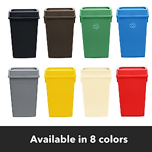 SunSierra 23-Gallon Grey Plastic Trash Can with Lid and Handles