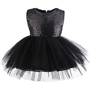 XIPAI Toddler Black Dress Girl Tutu Sequin Birthday Wedding Party Dresses 4T 5T