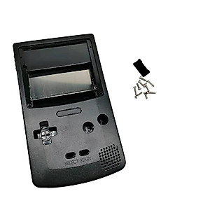 Cowhilan Replacement IPS Full Housing Shell Case + Screwdrivers Compatible with Gameboy Color GBC IPS Highlight Screen Console, Black