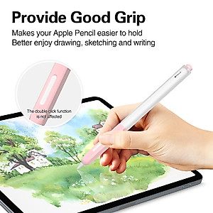 JOOSKO Pencil Case Compatible with Apple Pencil Pro Case/Apple Pencil 2nd Generation Cover Sleeve,Silicone Translucent Duotone，[with 10 Silicone Tip Cover]. (Pink)