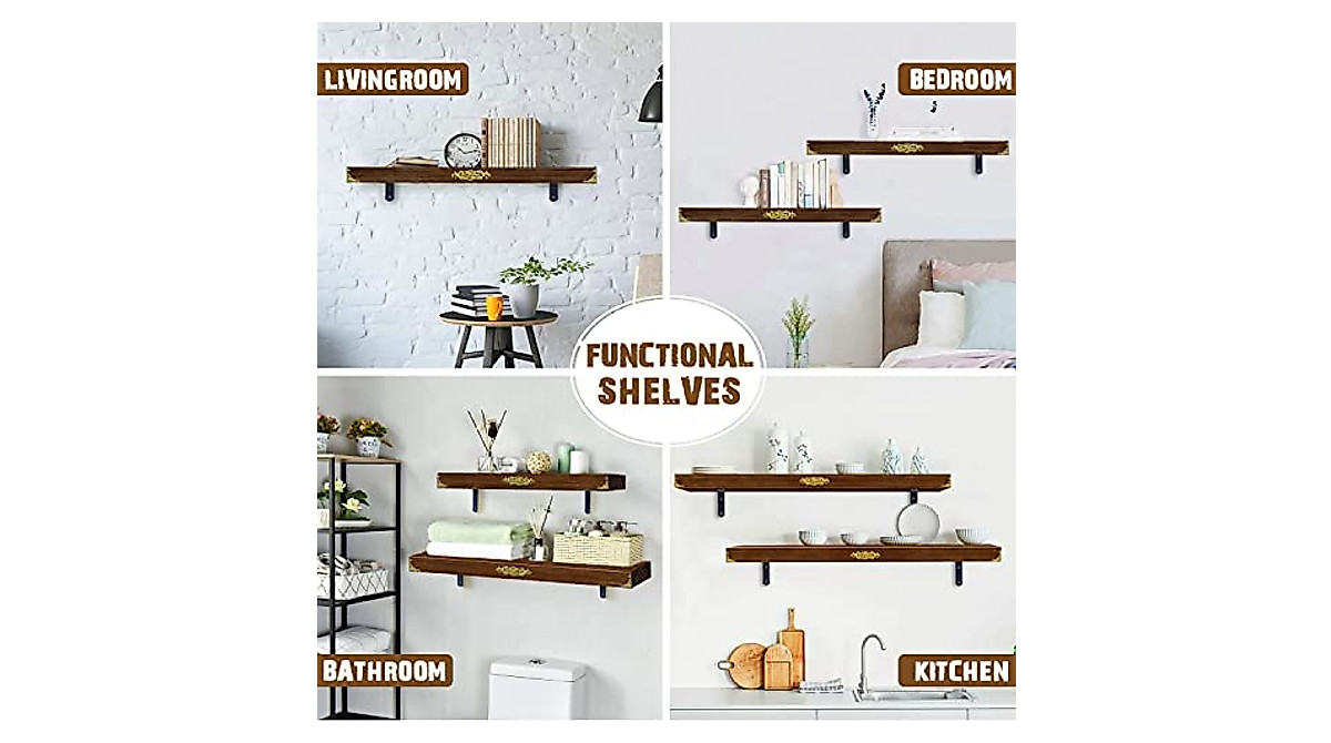 36" Rustic Floating Shelves Set of 2 | FesGif Wood Wall Decor