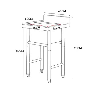 Handmade Sink 304 Stainless Steel Kitchen Sink Hand Made 1 Compartment Capacity Huge Tub Sink for Farmhouse Cafe Shop