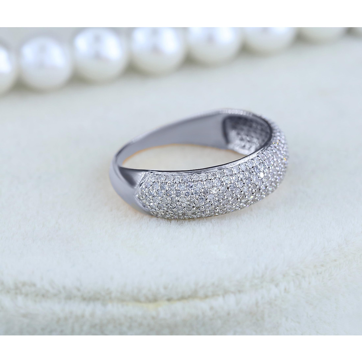 Dazzlingrock Collection 0.90 Carat (Cttw) Round White Diamond Women Anniversary Band, 10K White Gold, Size 5.5