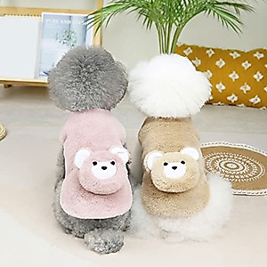 Dog Clothes for Small Dogs,Kawaii Dog Sweaters with Bear Decor and Sleeveless Design for Small Dogs Girl and Boy,Puppy Clothes Soft Warm for Winter,Autumn Khaki M