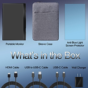 Portable Monitor – Upgraded 15.6 Inch 1080P FHD HDR FreeSync Ultra Slim USB-C Portable Display with Kickstand Type-C Mini HDMI Speakers for Laptop PC Mac Surface Xbox PS4 Switch Phone (Renewed)