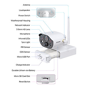 ZOSI C309 4CH 2K Spotlight Battery Powered Wireless Security Camera System,4pcs Wire-Free Rechargeable Outdoor Cameras,Color Night Vision,Light & Siren Alarm,2-Way Audio,32GB SD Card&Cloud Storage