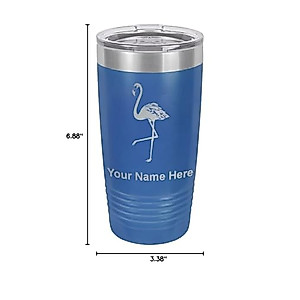 LaserGram 20oz Vacuum Insulated Tumbler Mug, Flamingo, Personalized Engraving Included (Dark Blue)