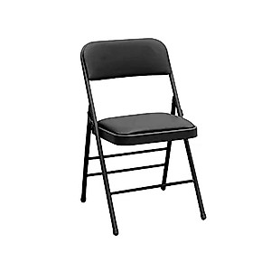 Amazing for less Pack of 2 (Fabric/Vinyl) Steel Frame Metal Foam Padded Folding Chairs (Black, Gray, White) (2-Pack - Vinyl Black)