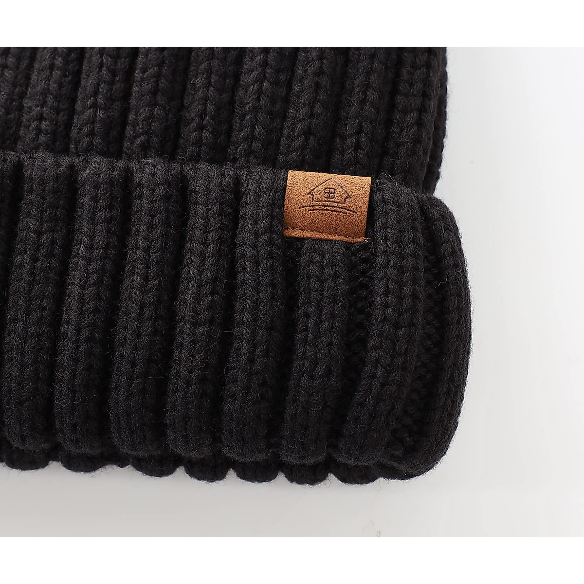 Home Prefer Men's Winter Hats Acrylic Knit Beanie Watch Cap Cold Weather Snow Ski Beanie Hat with Lining Black