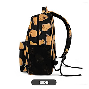 Ueshiramanu Capybara Backpack Gift for Kids Boys Girls Polyester Fashion School Bag Print Travel Stylish Laptop Bookbag Black