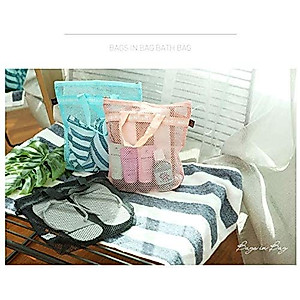 Bags in bag Portable shower Mesh Caddy bag Quick Dry Hanging Toiletry and Bath Organizer for travel and swimming (Black)