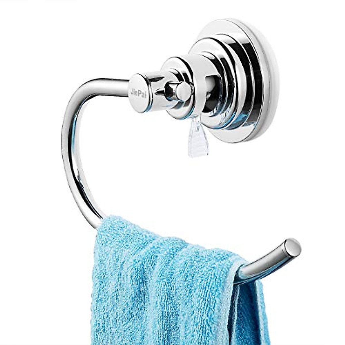 JiePai Vacuum Suction Towel Holder,Modern Shower Towel Ring,Washcloth Hand Towel Holder for Bathroom Kitchen Drill Free,Chrome