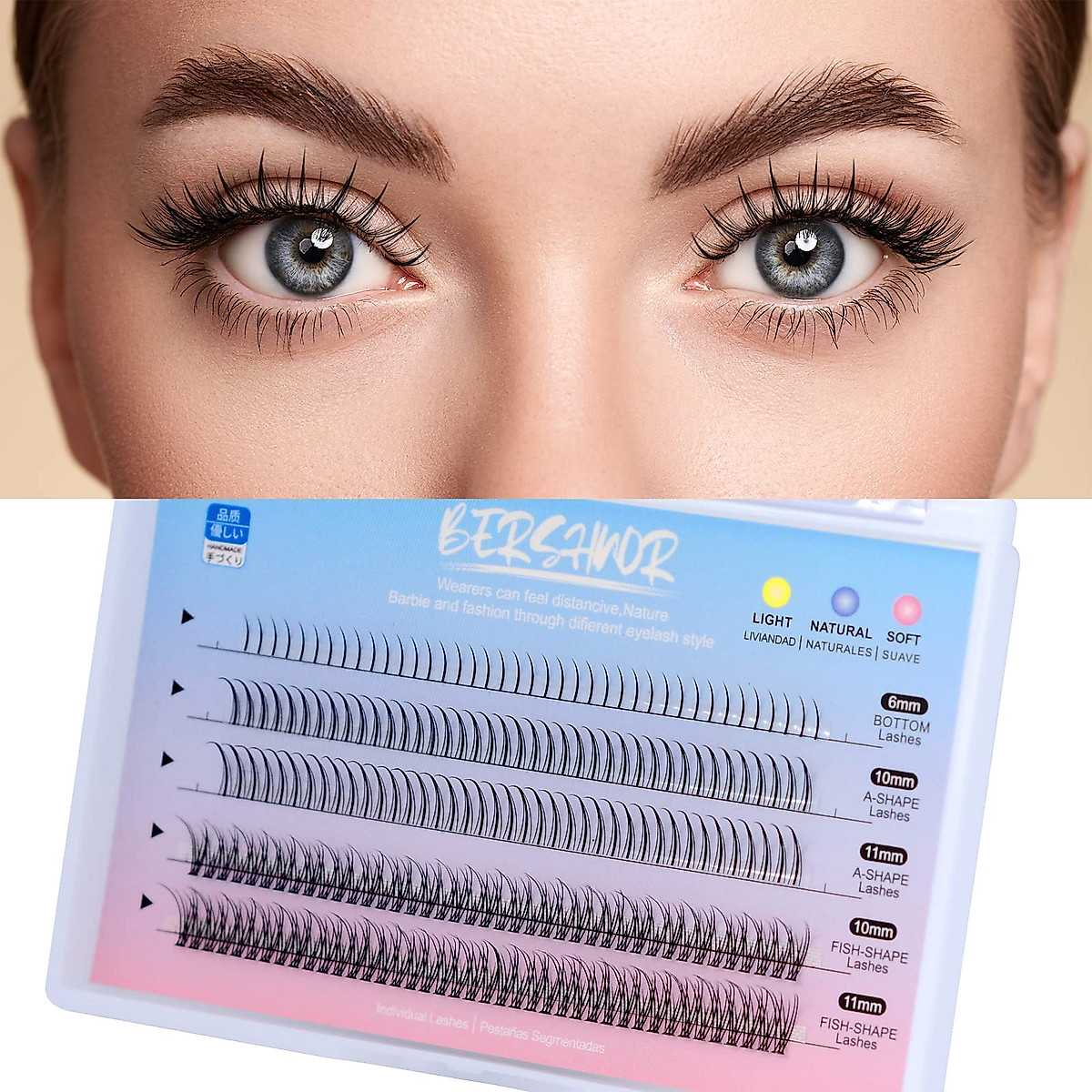 BlueSmurfs Individual Fairy Eyelashes Extensions Fluffy DIY Cute Eye Cluster Eyelashes Natural Faux Mink False Eye Lashes Multipack of 170 Mini Individuals Fairy Lash Clusters (Include Bottom Lashes)