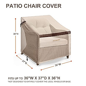 PATIOASIS Outdoor Chair Covers 36''W x 37''D x 36''H Patio Furniture Cover for Chair Waterproof Heavy Duty Oversized 600D All Weather Proof Outside Armchair Single Cover