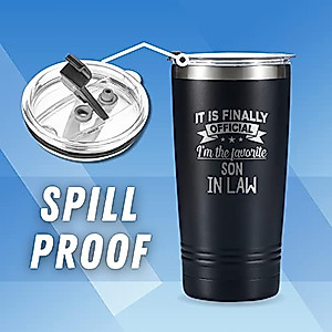 Onebttl Son in Law Gifts Travel Coffee Mug Tumbler, Gifts from Mom/Dad, Parent, Father, Mother for Engagement, Wedding, Marriage, Christmas, Stainless Steel Insulated 20oz/590ml - Favorite Son in Law
