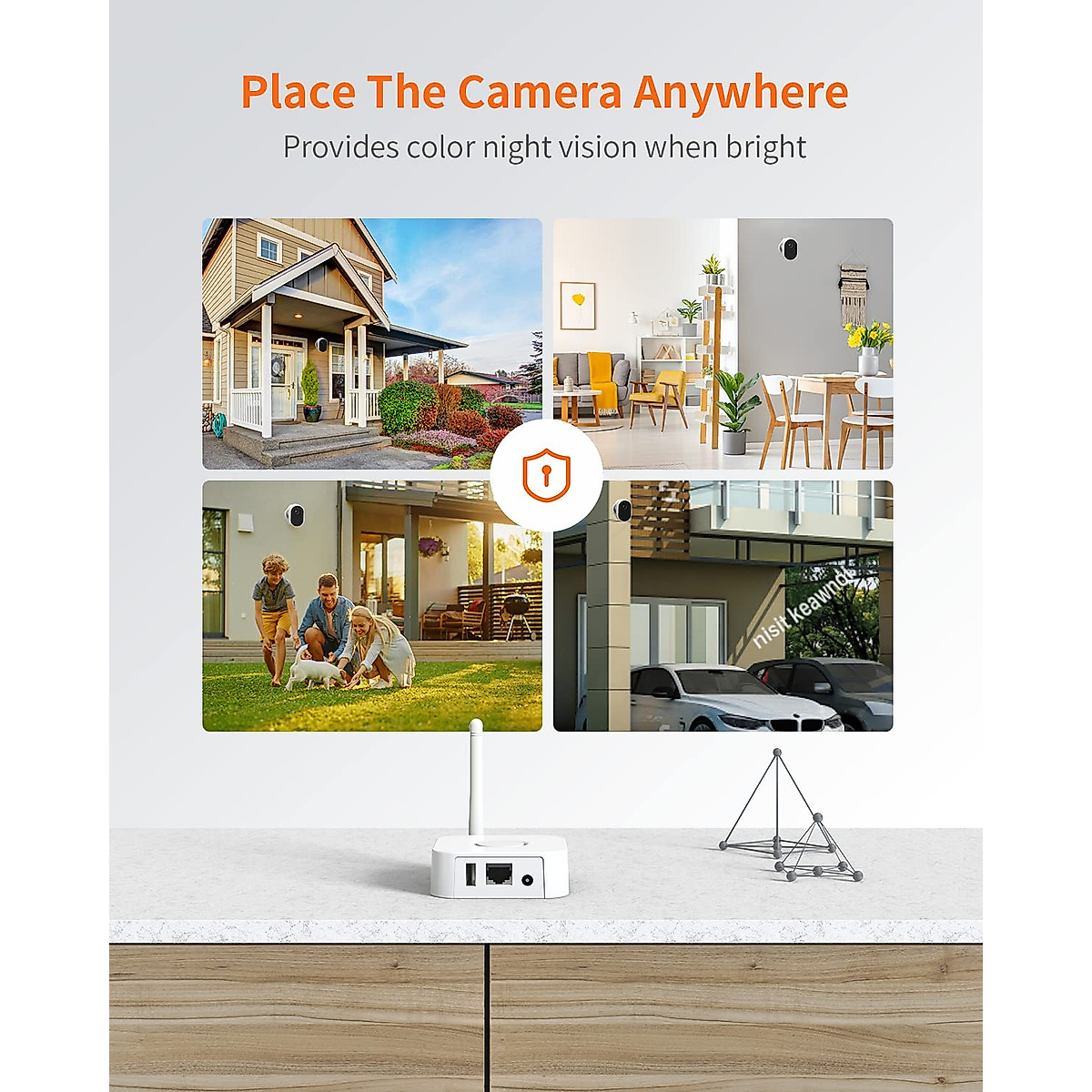 ZJX Wireless Camera System for Home Security, Outdoor Cam with Infrared Night Vision, Body Recognition, Motion Detection and IP65 Waterproof, white (BC-01)