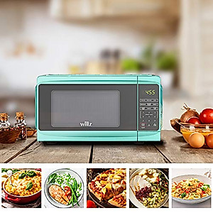 Willz Countertop Small Microwave Oven, 6 Preset Cooking Programs Interior Light LED Display 0.7 Cu.Ft 700W Green WLCMV807GN-07