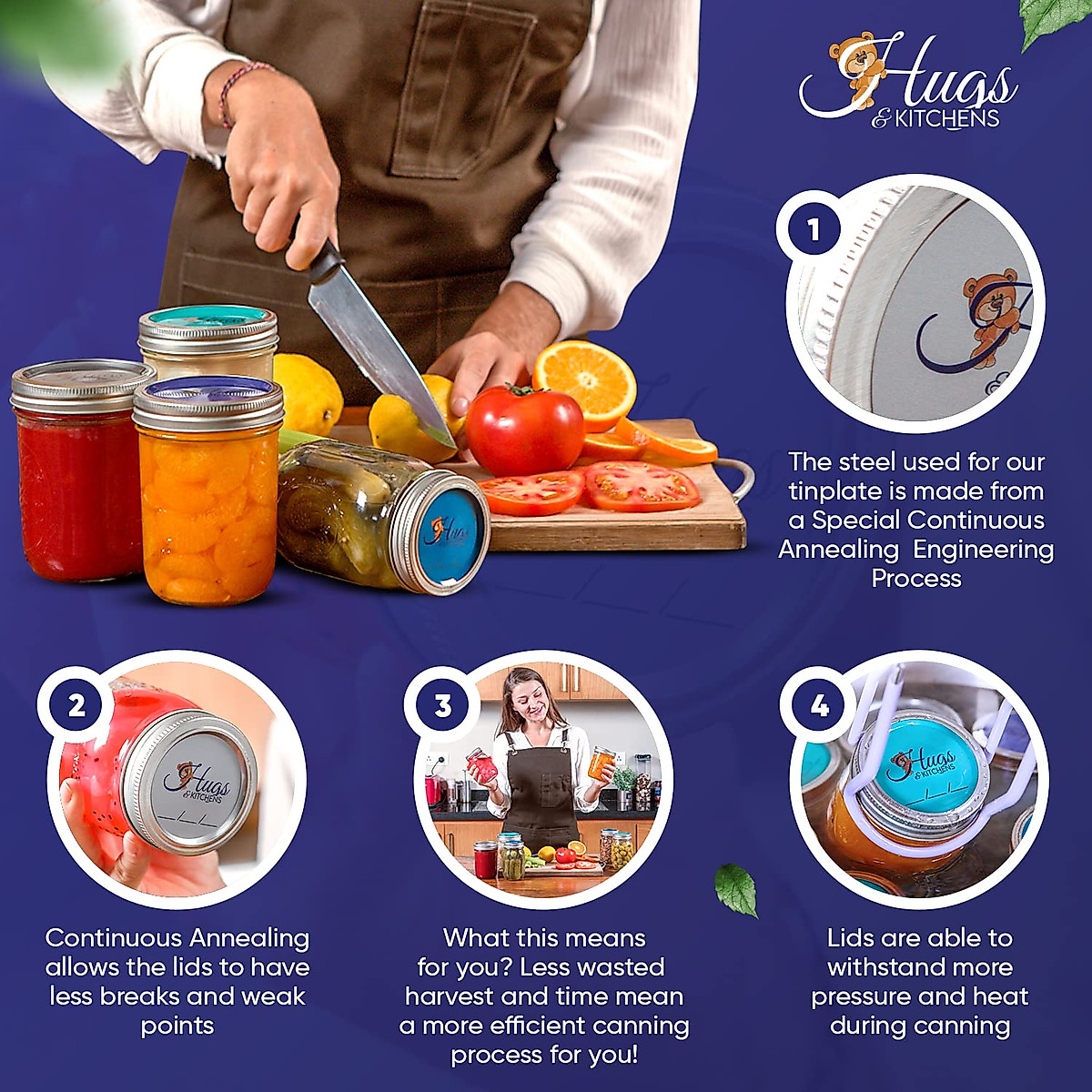 Canning Lids Regular Mouth 100- Buckle Resistant Seal for Ball and Kerr Jars - Multi-Color Mason Lid Set Airtight and Reinforced Tinplate - Jar Lids for Canning