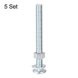 uxcell 3/8-16 x 4 Square Neck Carriage Bolts with Nuts & Washers, Carbon Steel Coach Bolt Screws 5 Set