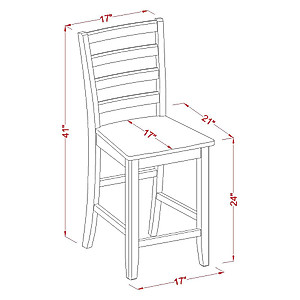 East West Furniture PBFA5-BLK-W Kitchen Set, 5 Pieces