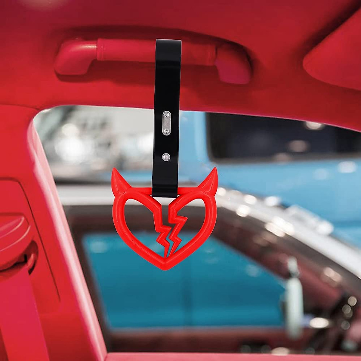 jdm Devil Demon Broken Heart Red TSURIKAWA Ring Subway Train Bus Handle Strap Charm Drift