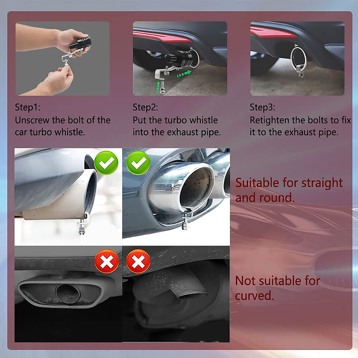 Car Turbo Whistle, Exhaust Whistle Turbine Sound Exhaust Pipe Whistle, Universal Aluminum Turbo Sound Exhaust Muffler Pipe Whistle Car Blow off valve Simulator（L-Black）