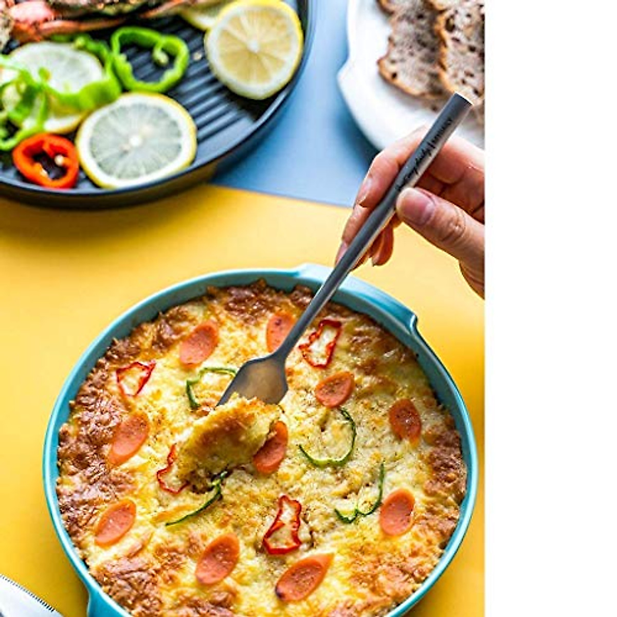 GagalU China Dinnerware Set,Dinner Plate Ceramics Dinnerware Set, Bone China 26 Pieces Plates and Bowls Sets/Pure White Blue Edge Porcelain Dinner Set Suitable for housewarmingurant Microwave Sa