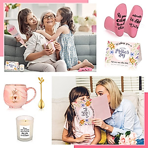 Eaasty 8 Pcs Teacher Appreciation Gifts Bulk Best Teacher Gifts Coffee Mug Scented Candle Keychain Socks Card Scarf Spoon Gifts Ideas for Women Men Retirement Christmas(Mom)