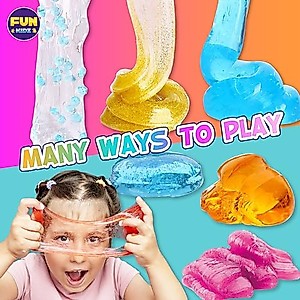35.16 FL OZ Crystal Clear Slime for Kids, FunKidz 4 Pack Huge 1040 ML Glassy Slime Pack Toy Premade Water Slime Kit for Girls Boys Party Gift
