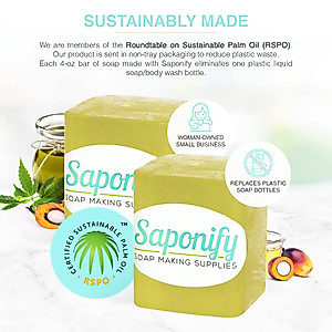 Saponify - 2Lb Hemp Seed Oil Melt and Pour Soap Base, Natural Skin-Enhancing Hemp Oil Soap Base, Easy to Use Glycerin Soap Base for DIY Soap Making