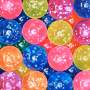 Bouncy Balls - 48 Pcs Glitter Bouncing Balls - Assorted Colors 1" Bounce Balls - Bouncing Balls for Kids - Vending Machine Toys - Bouncy Ball Vending Machine Refill in Bulk