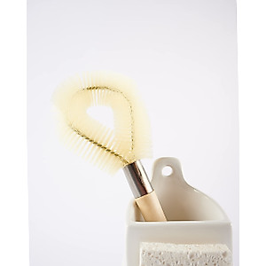 Mud Pie White Ceramic Sponge and Brush Holder Set