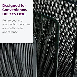 Artistic Contemporary Mesh Metal Desktop File Sorter for Neat and Organized Surfaces in Office, School, and Home, Black