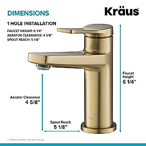 KRAUS Indy Single Handle Basin Bathroom Faucet in Brushed Gold, KBF-1401BG