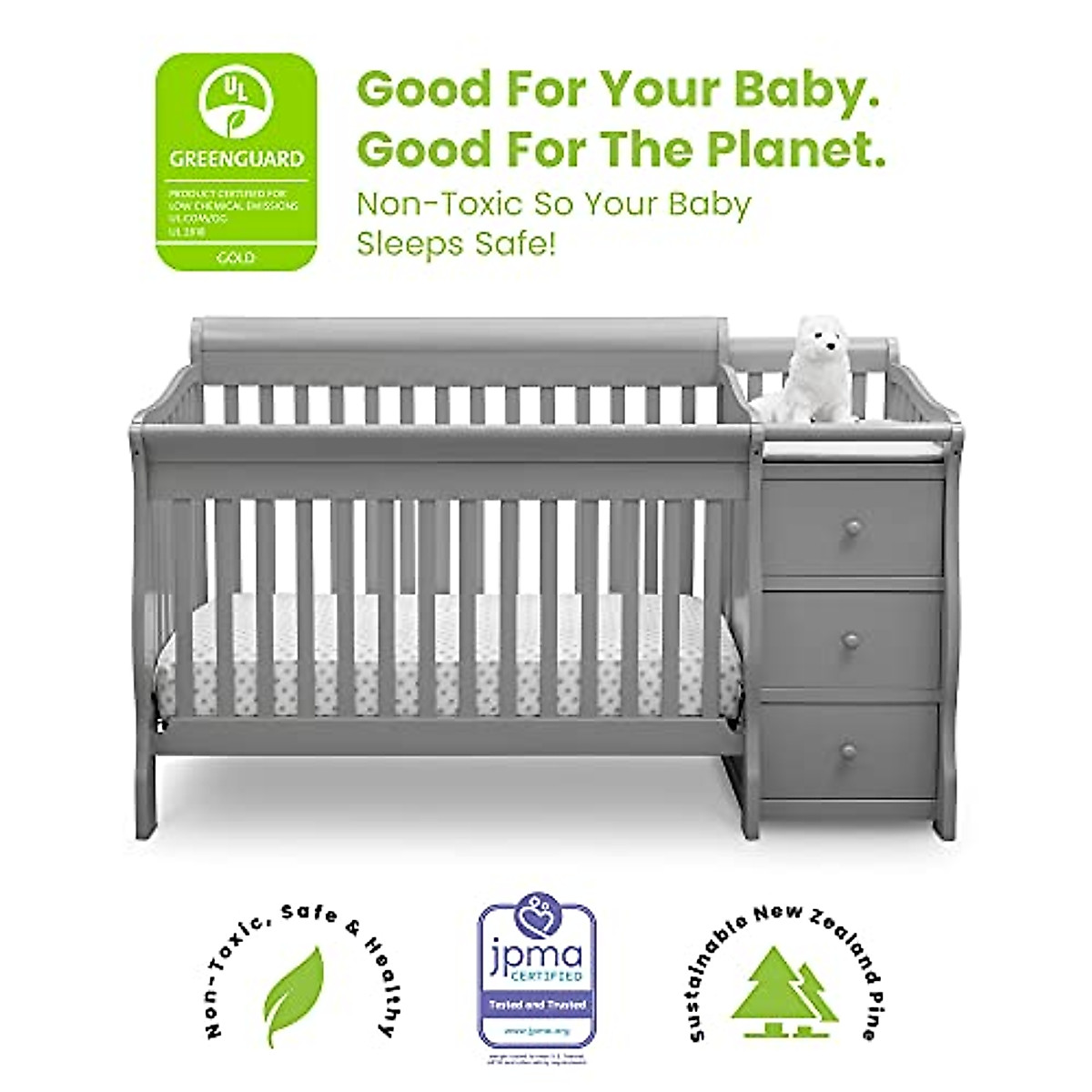 Delta Children Princeton Junction Convertible Crib N Changer, Grey