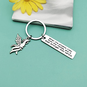 Inspirational Phoenix Keychain Gifts Encouragement Gifts Rising Phoenix Keyring Divorce Gift Recovery Gift Sobriety Jewelry Gift for Friends Stay Strong Gift Cancer Survivor Gift Birthday Gift
