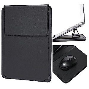 Hyfant Laptop Sleeve Protective Case with Foldable Stand Leather Laptop Briefcase Ultra-Thin Cover Notebook Handbag for MacBook Air/Pro Dell HP Lenovo Acer ASUS Samsung LG GIGABYTE Chromebook 15"-16"