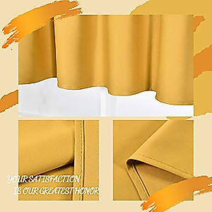 DECOVSUN Gold Yellow Valance for Windows 60x18 Inch Solid Thermal Insulated Blackout Rod Pocket Kitchen Short Curtain Toppers Valance for Bathroom Living Room 1 Panel