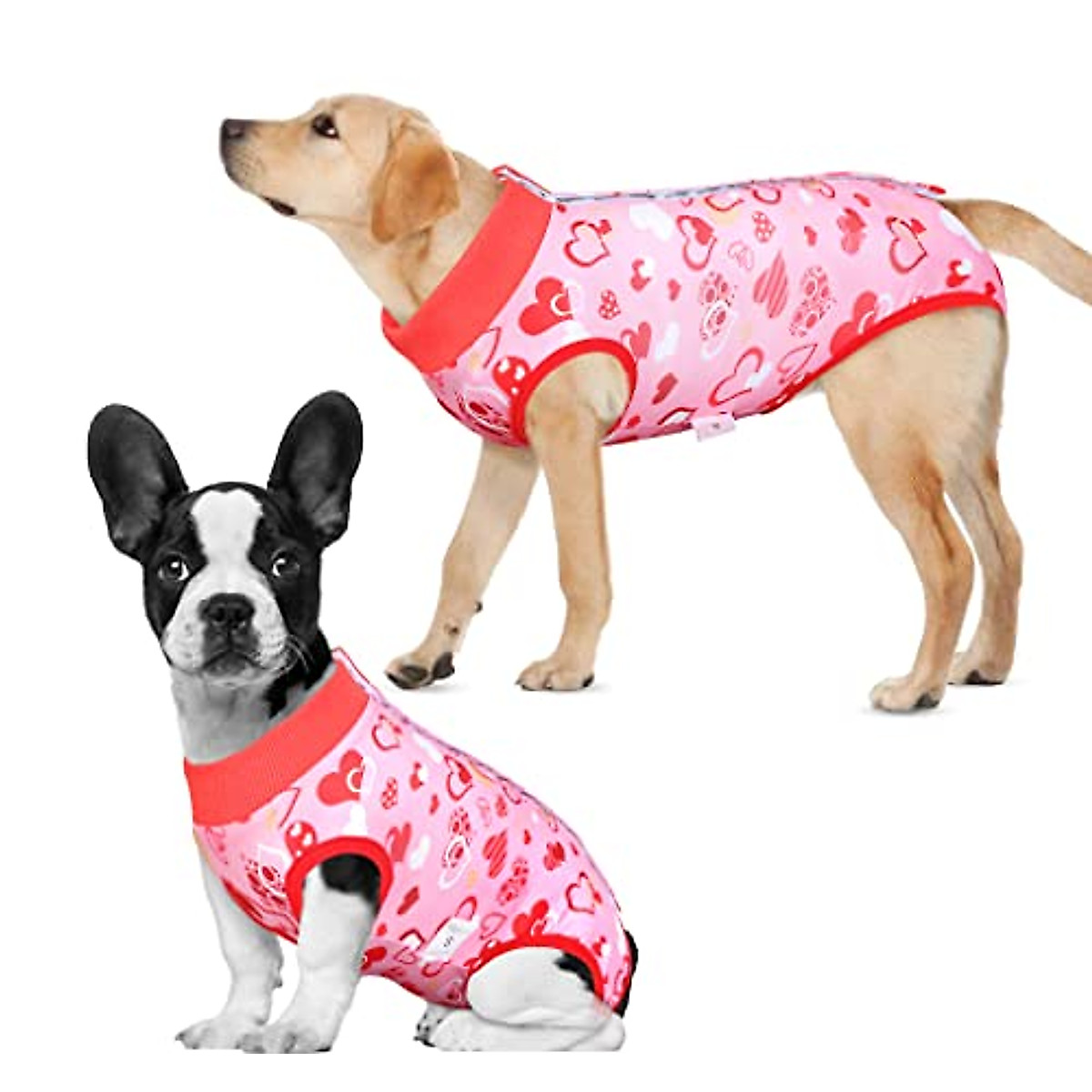 ASENKU Valentine's Day Dog Onesie Pet Pajamas, Dogs Recovery Suit for Dogs Cats After Surgery, Dog Pajamas Outfit Bodysuit for Small Medium Large Dog Cat Costume (Valentine's Day, 2XL)