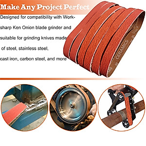 Tonmp 6 Pack 2 x 72 Inch Metal Grinding Ceramic Sanding Belts Kit -1 Pcs Each of 36 40 60 80 100 and 120 Grits Premium Sharpening Sander Belts (2x72 Inch)