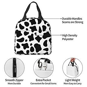 Cow Print Lunch Bag For Adults Insulated Lunch Box Cute Pattern Printed Reusable Lunch Tote For Study Work Picnic