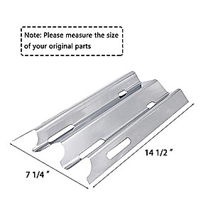 Hisencn 3pack Stainless Heat Plate Shield Tent BBQ Burner Cover Flame Tamer Deflector Diffuser Replacement Parts for Vermont Castings VM400, Jenn-Air JA460, JA580 Gas Grill Models 14 1/2 x 7 1/4 inch