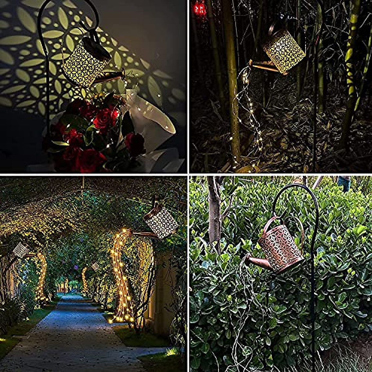 QYK -Shower Garden Art Light, Powered Watering Can Led Light Fairy Lights String, Party Home Garden Yard Decor, Yard Decor Solar Lamps Outdoors