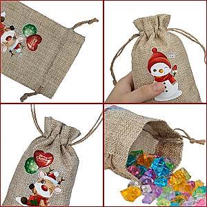 ARTLYMERS 24 Pack Easter Burlap Bags, Bunny Burlap Gift Bags with Drawstring, Linen Jute Goody Gift Bags for Easter Gift Wrapping Kids Party Favor Supply