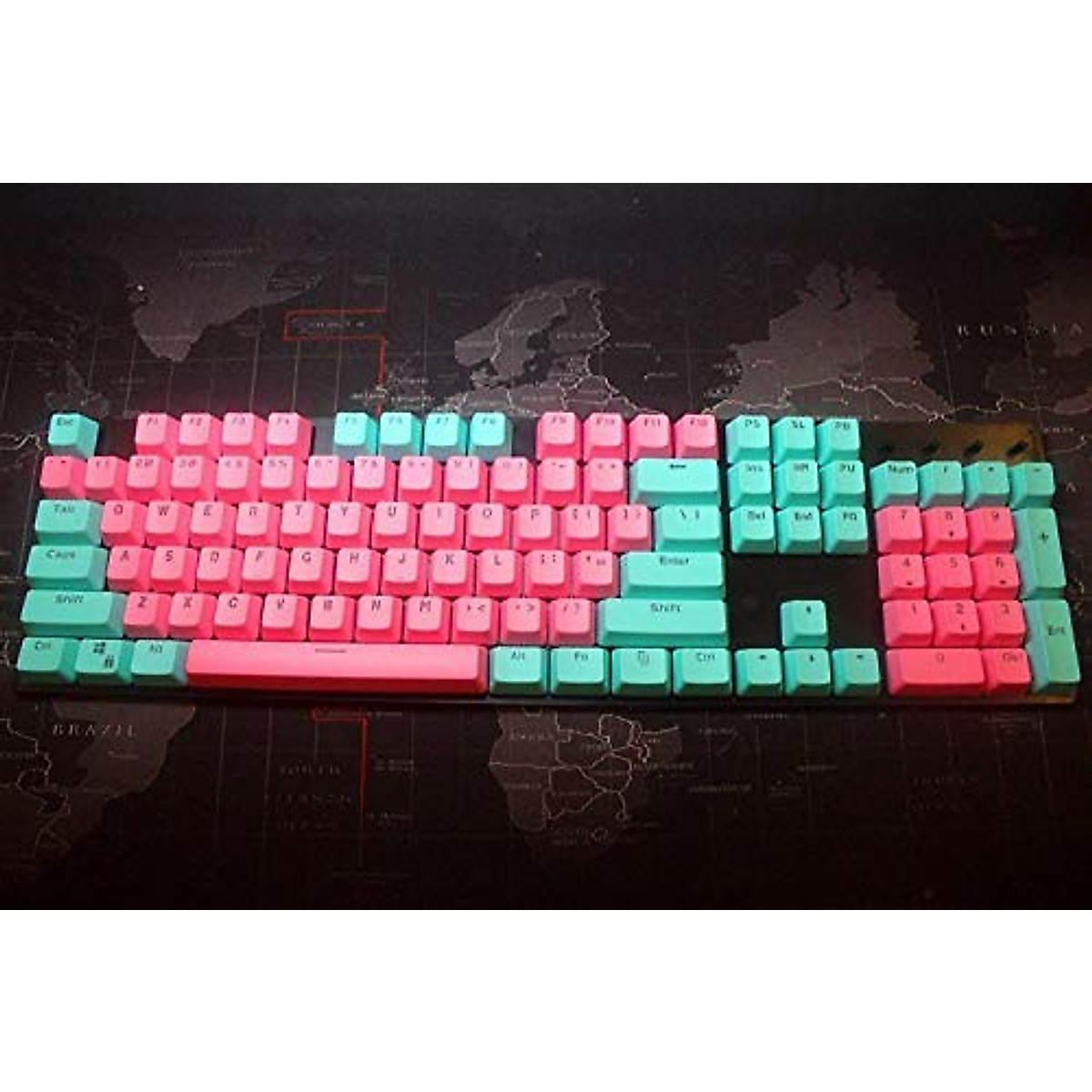 87/104 Keys Miami Doubleshot PBT Backlit Translucent Keycap Key caps ANSI/ISO Layout OEM Profile for 60%/87 TKL/104/108 Cherry MX Mechanical Gaming Keyboard (104 Keys)