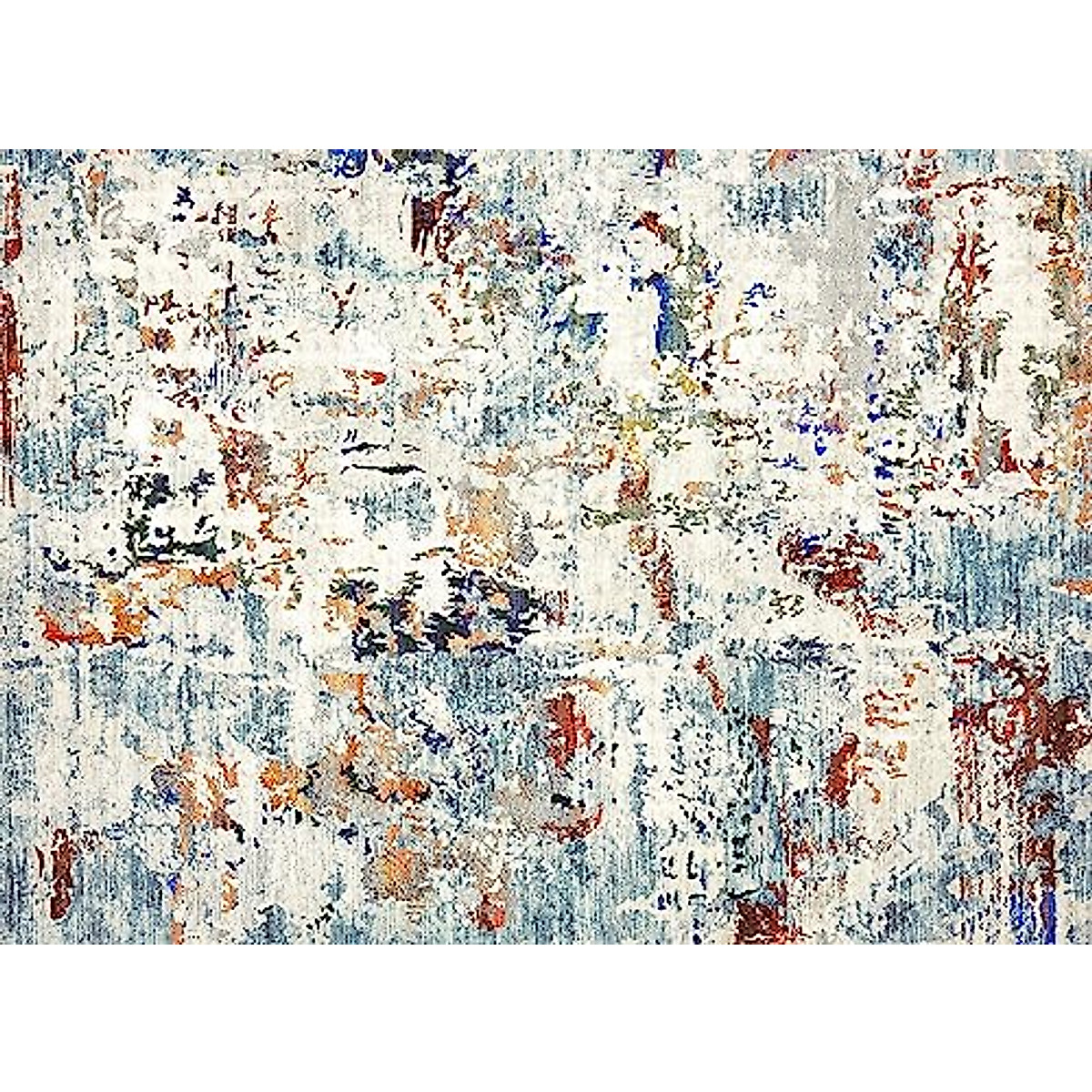 Area Rug Living Room Rugs - 8x10 Washable Large Modern Abstract Soft No Slip Indoor Rug Thin Floor Carpet for Bedroom Under Dining Table Home Office Decor - Blue