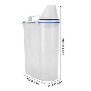 Yosoo 2Pcs Rice Storage Bin, Portable Sealed Cereal Plastic Food Storage Box, Crisper Grains Prevention Box Flour Storage Bin Food Container with Pour Spout A Measuring Cup