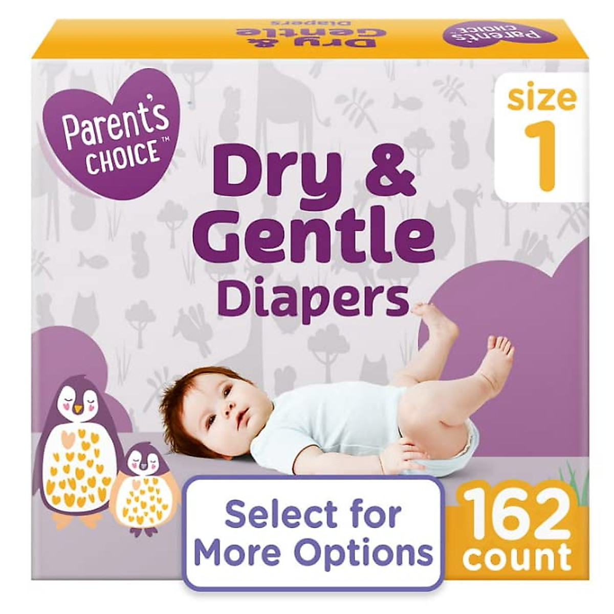 Parent's Choice Dry & Gentle Diapers, Size 1, 162 Count: