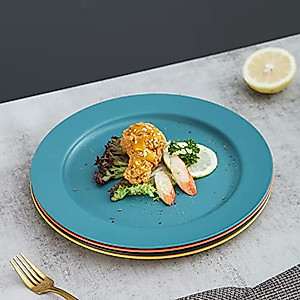 Kyraton 10 Inch Large Plastic Plates 8 Pieces, Dishwasher Safe, Unbreakable And Reusable Light Weight Dinner Plates Microwave Safe BPA Free (Mutil Color)