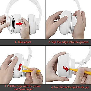 Geekria PRO Extra Thick Replacement Ear Pads for Audio-Technica ATH-M50X, M50xBT2, M60X, M40X, M30X, M20X, M10, ATH-ANC9 Headphones Earpads, Headset Ear Cushion Repair Parts (White)